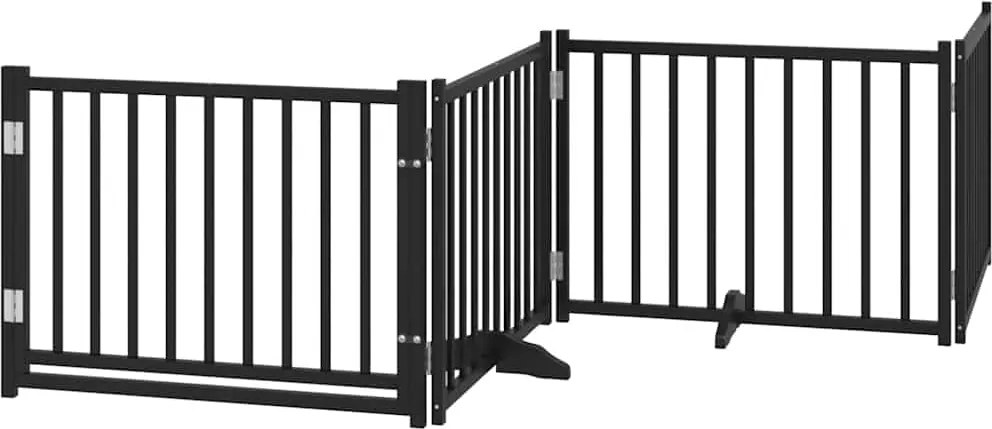 Zábrana pro psy s dvířky skládací 6 panelů černá 480 cm topol 3155737