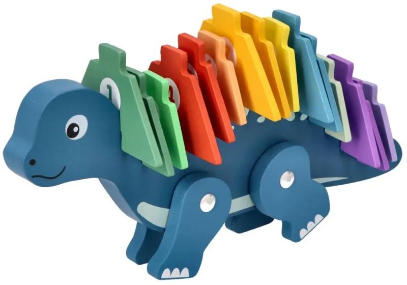 Edukační hračka puzzle s čísly, Adam Toys, Dinosaurus - modrý
