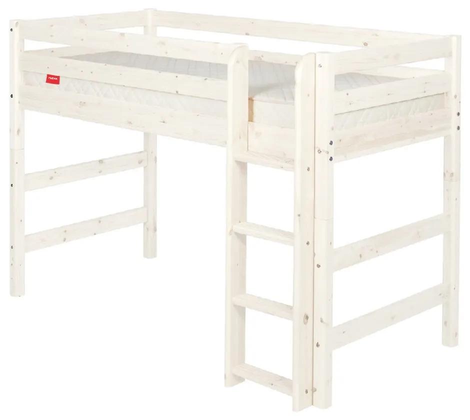 Bílá dětská vyšší postel z borovicového dřeva Flexa Classic, 140 x 200 cm