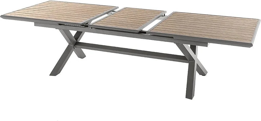DEOKORK Hliníkový stůl BERGAMO 220/279 cm (šedo-hnědý/medová)