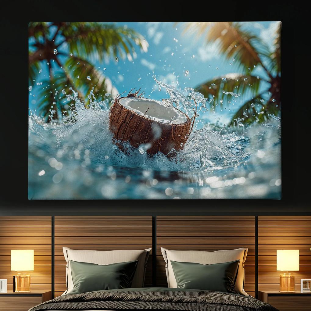 Obraz na plátně - Kokos v divoké vodě FeelHappy.cz Velikost obrazu: 60 x 40 cm