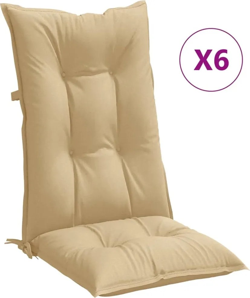 vidaXL Podušky na židli vysoké opěradlo 6 ks krémová melanž 120x50x7cm [4002357] Barva: melanžová červená