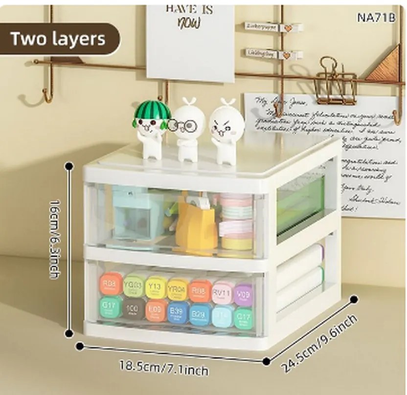 Stolní organizér se zásuvkami na kancelářské potřeby - 3 velikosti Varianta: Dvoupatrový - bílý