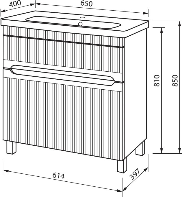 Lavedo Aria Antracit 65 koupelnová skříňka s umyvadlem