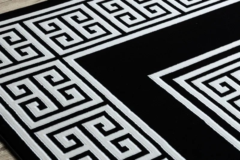Dywany Łuszczów, Kusový koberec Gloss 6776 85 greek black/ivory, 140x190, černobílá, chodba / předsíň