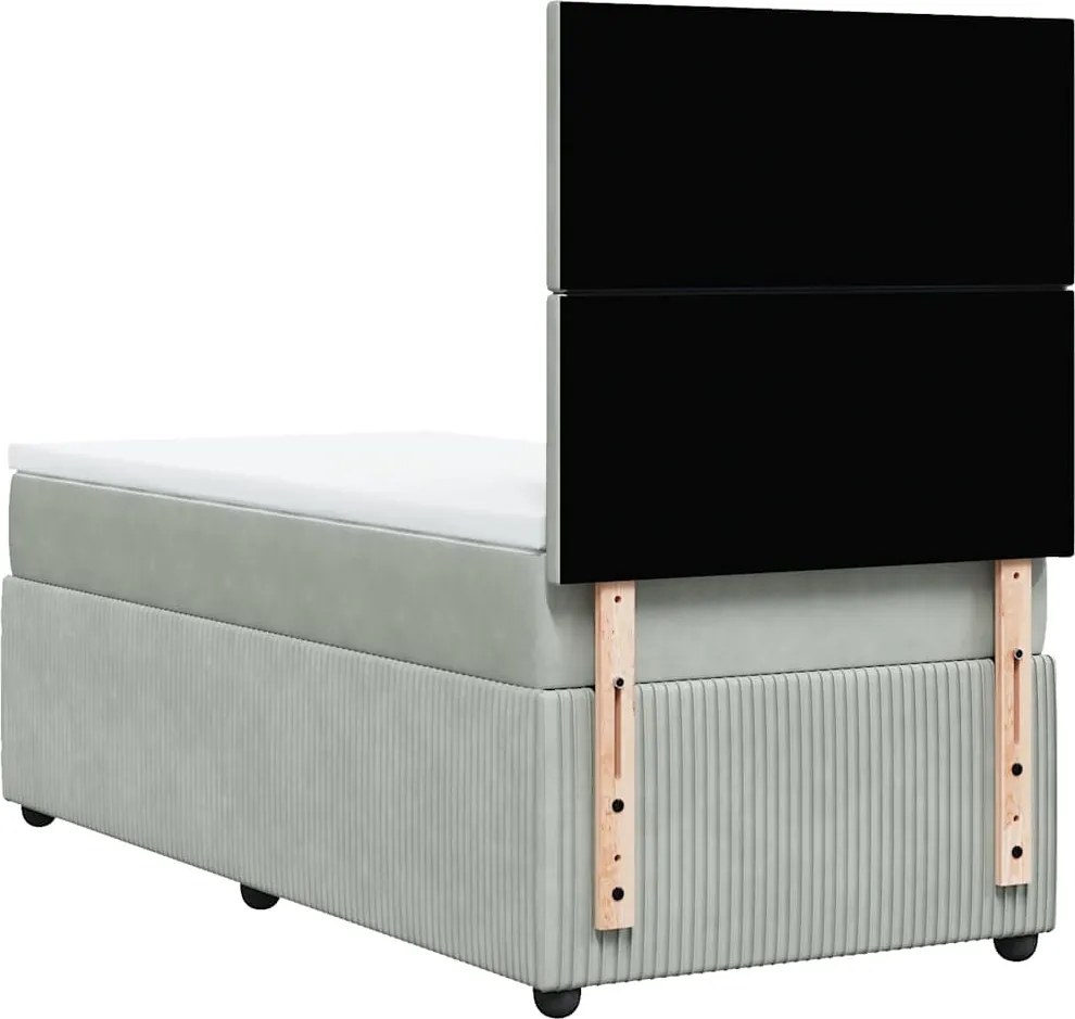 Box spring postel s matrací světle šedá 90x190 cm samet 3292208