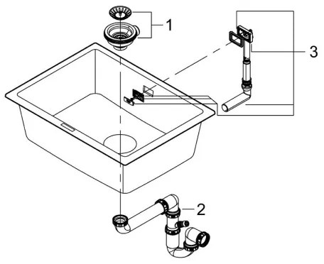 GROHE 31655AP0 - Dřez K700U 610 × 460 mm černý kámen/černá