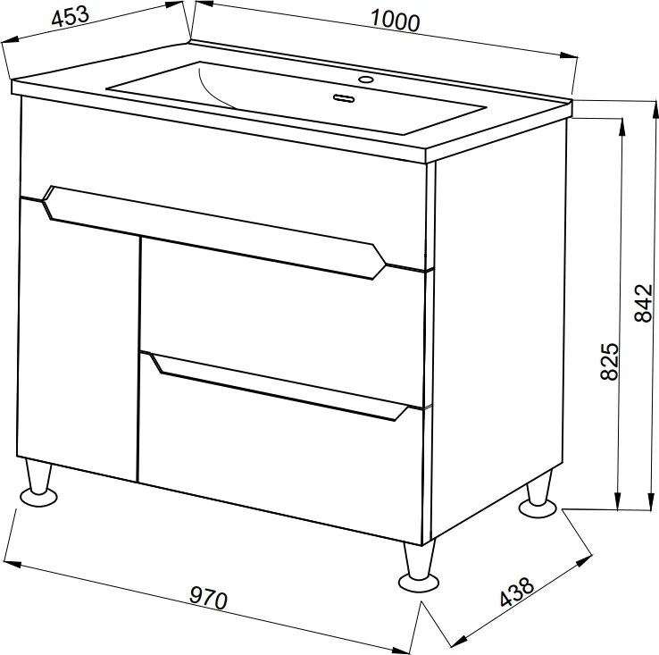 Lavedo Marco Vesta 100 koupelnová skříňka s umyvadlem a s košem