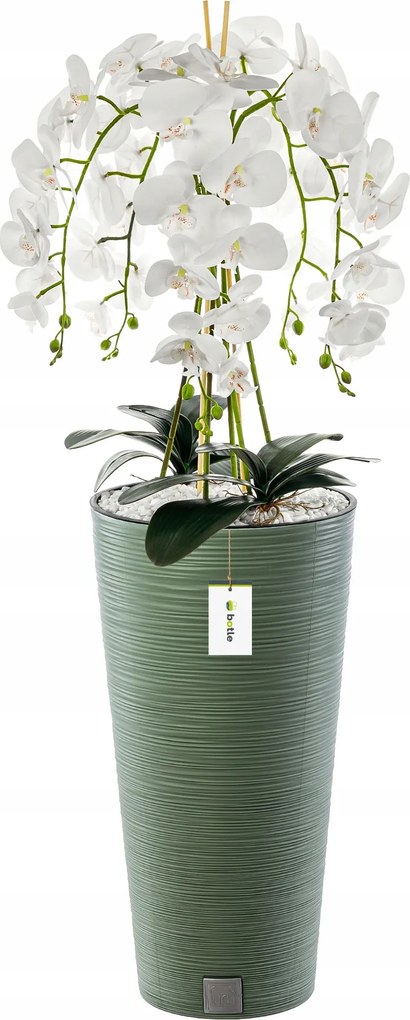 Orchidej umělá bílá kytice květy listy květináč Tmavě zelená H 110 cm