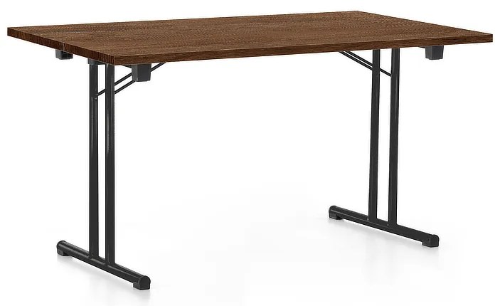 Skládací stůl 140 x 80 cm, černá podnož, dub silverjack