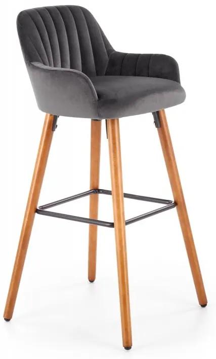 Barová židle- H93- Ořech/ Tmavě šedá