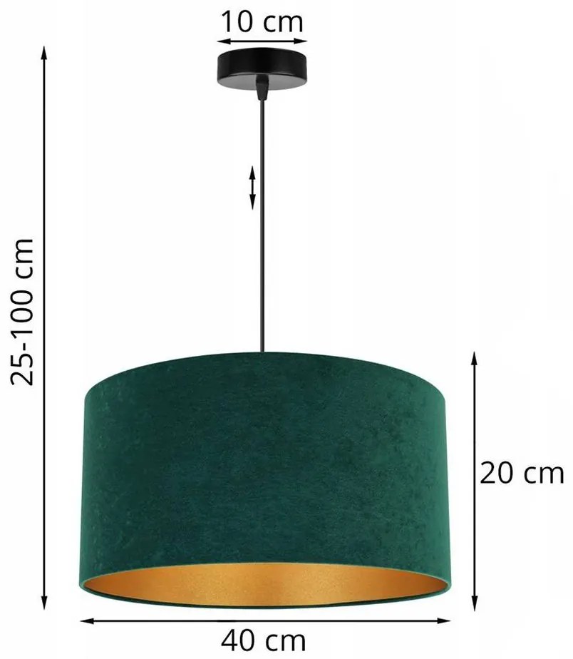 Závěsné svítidlo Mediolan, 1x tmavě zelené/zlaté textilní stínítko, (výběr ze 2 barev konstrukce), (fi 40cm)