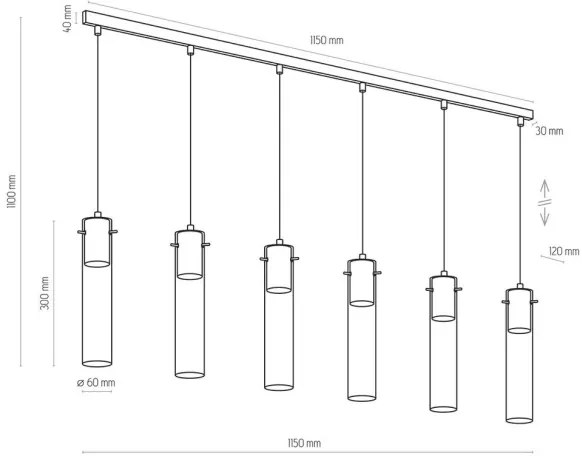 Lustr na lanku LOOK GRAPHITE 6xGU10/10W/230V