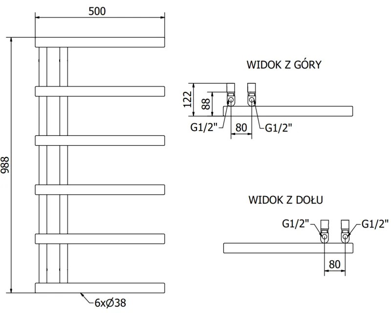 Mexen Jukon, topné těleso 988 x 500 mm, 364 W, zlatá lesklá, W116-0988-500-00-50