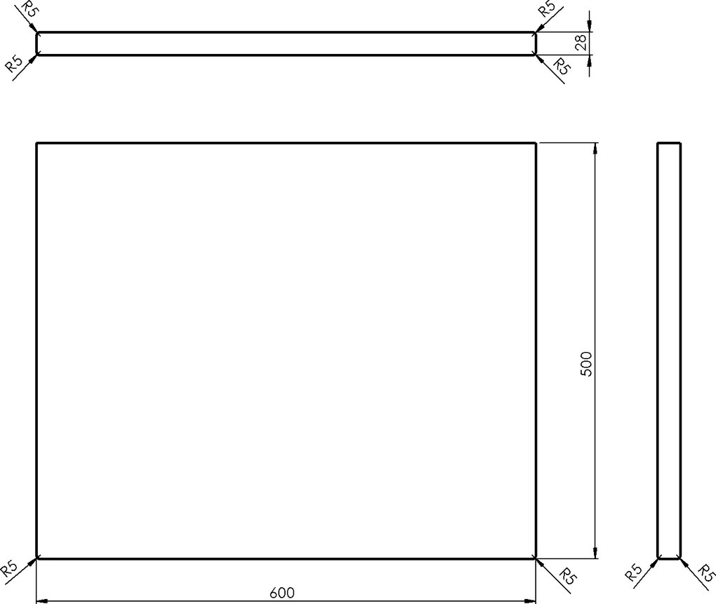Sapho Woody deska 600 x 28 x 500 mm masiv dřevo hnědá WD060-70 Koupelny Bernold