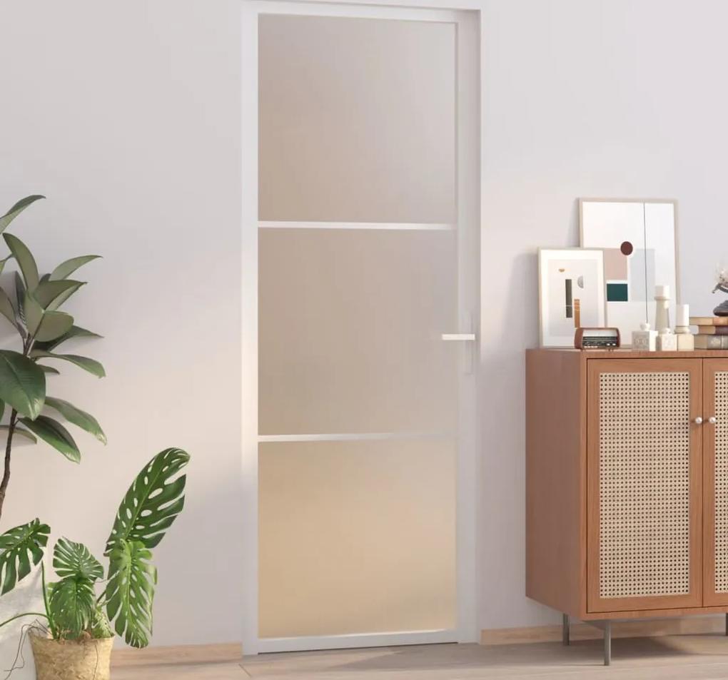 vidaXL Interiérové dveře 76 x 201,5 cm bílé ESG sklo a hliník [350568] Barva: Bílá a mléčná
