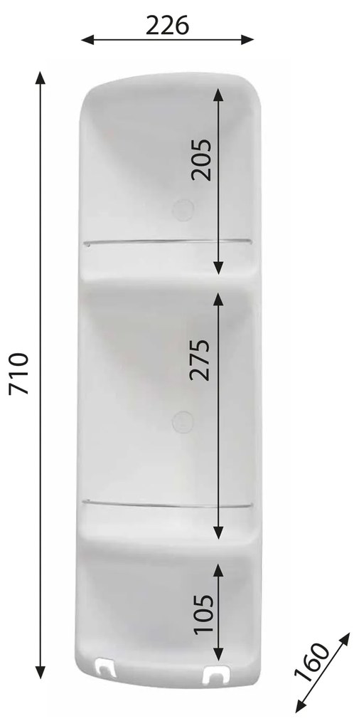 Gedy, CAESAR rohová polička se 3 patry, 226x710x160 mm, ABS plast, bílá, 7081