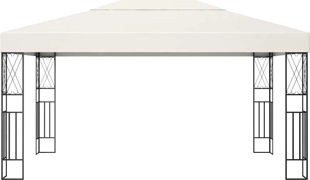 Altán se světelnými LED řetězy 3 x 4 m krémový textil 3070328