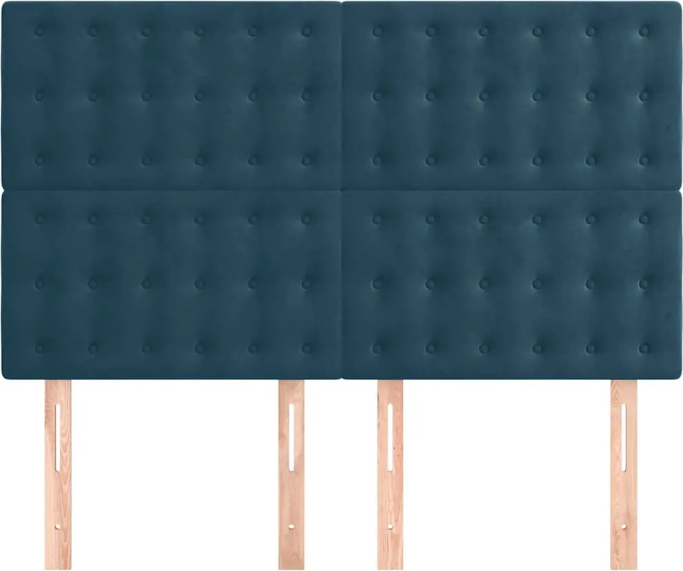Čelo postele tmavě modré 144x5x118/128 cm sametové 3116818