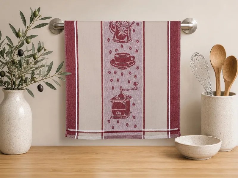 Bellatex Kuchyňská utěrka 1 ks Červená 50x70 cm