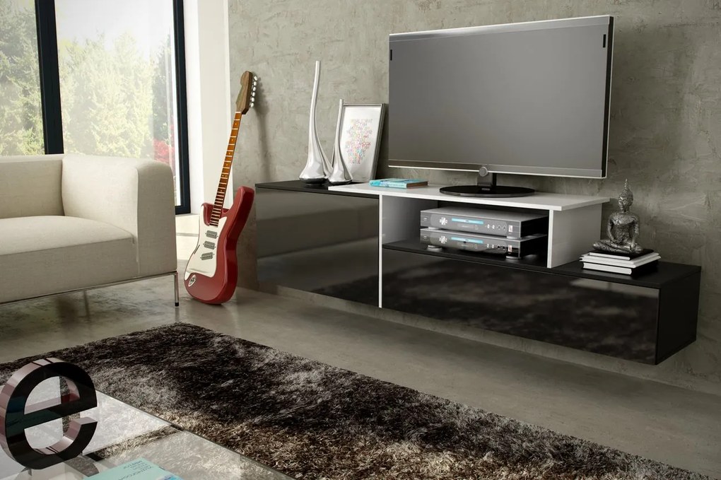 Cama Meble Závěsný televizní stolek SIGMA 3 Barva: černá/bílá