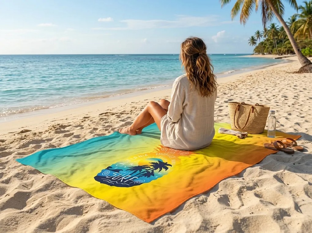 Rychleschnoucí XXL plážová osuška ANANARA barevná 150 x 210 cm, 100% mikrovlákno