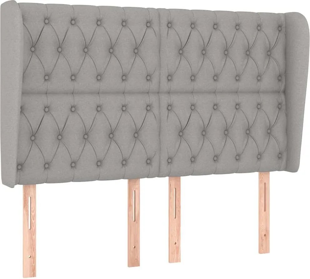 Čelo postele typu ušák světle šedé 147x23x118/128 cm textil 3118290