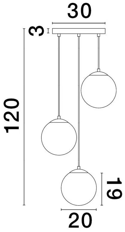 Nova Luce Závěsné svítidlo JIAN mosazný zlatý kov a bílé sklo s přechody E27 3x12W