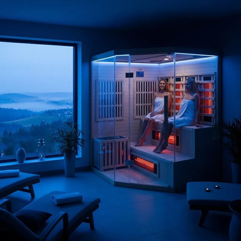 BPS-koupelny Kombinovaná sauna 2v1 - Infrasauna + finská sauna 150x150, 4-5 osob