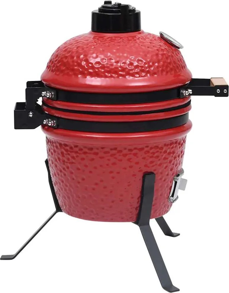 Zahradní gril a udírna 2 v 1 Kamado keramický 56 cm červený 316095