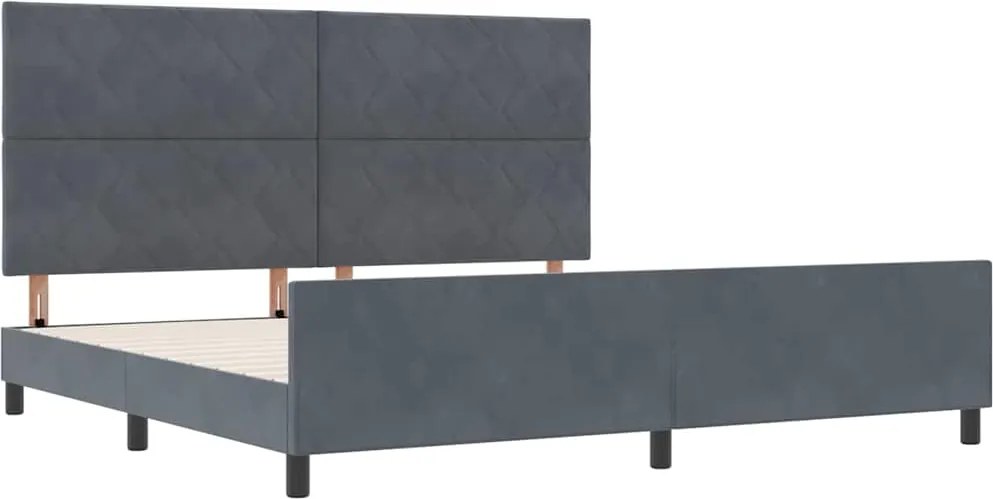 Postel s boxspringem s čelo Tmavě šedá 200 x 200 cm samet 3345030