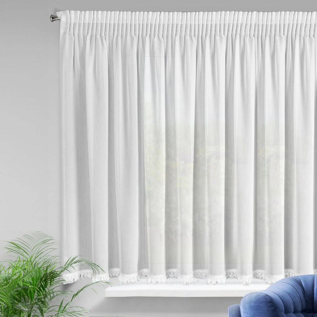 ZÁCLONA NA PÁSCE ELENA 300X150 CM BÍLÁ