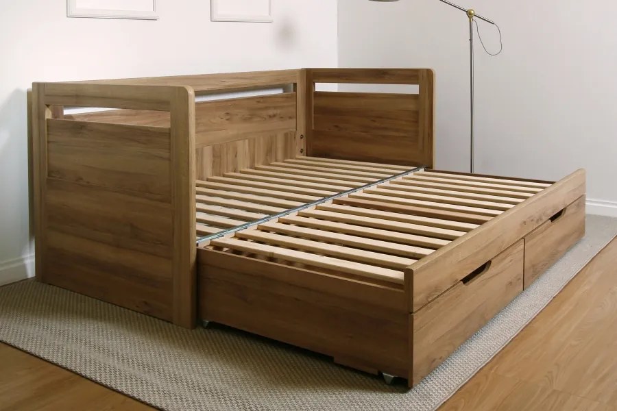 BMB Rozkládací postel TANDEM Klasik barevné provedení: Imitace dřeva, provedení: oblé rohy, Varianta: obě boční čela