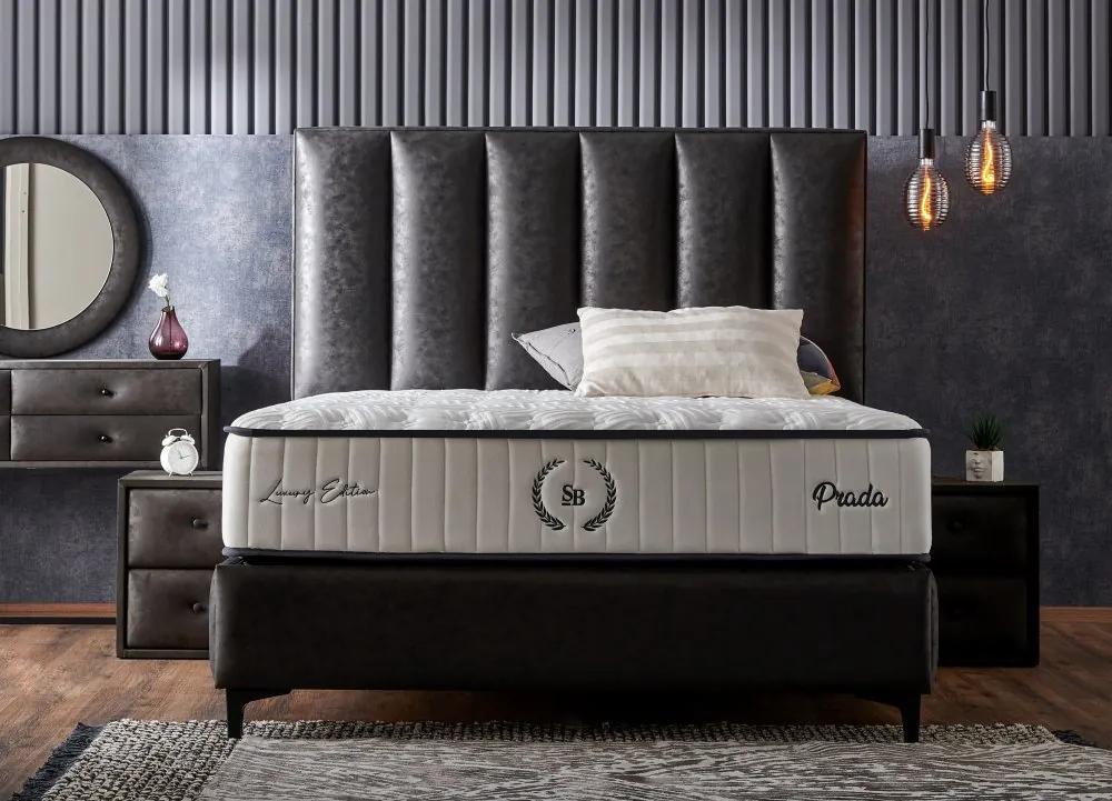 Čalouněná postel PRADA s matrací - černá 120 × 200 cm