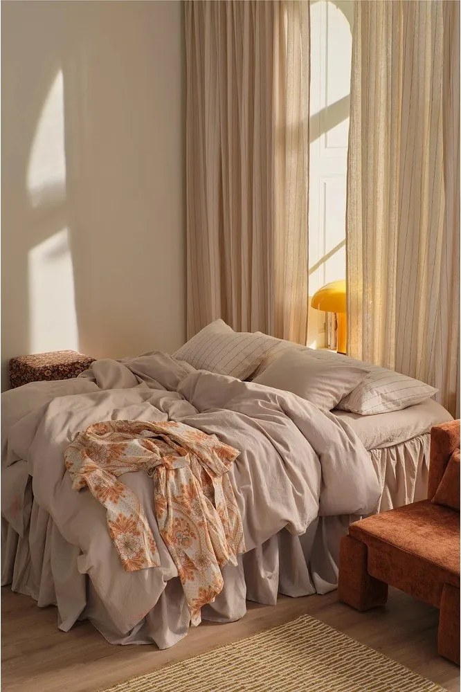 Béžové povlečení na jednolůžko s příměsí lnu 150x200 cm Elly – Ellos Home