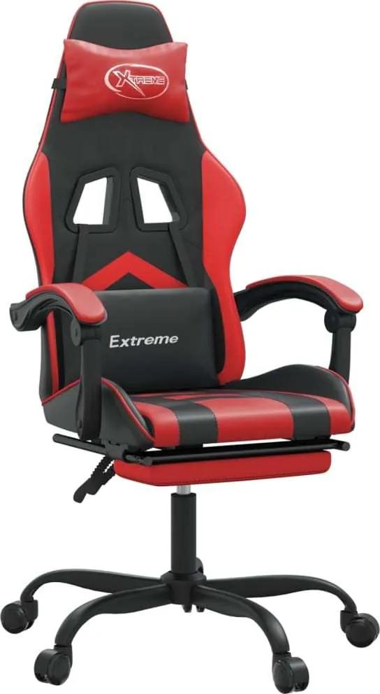 vidaXL Herní židle s podnožkou umělá kůže [3143913] Barva: Černo-červený