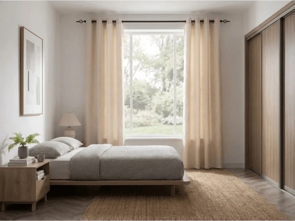 Zatemňovací závěs DUNES VELVET 140x250 cm, krémový Zavěšení: Kovové kroužky