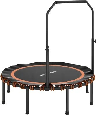 SPORTNOW fitness trampolína s nastavitelnou rukojetí, sportovní trampolína do interiéru i exteriéru, ocel, plast, oranžová A71-059V02OG