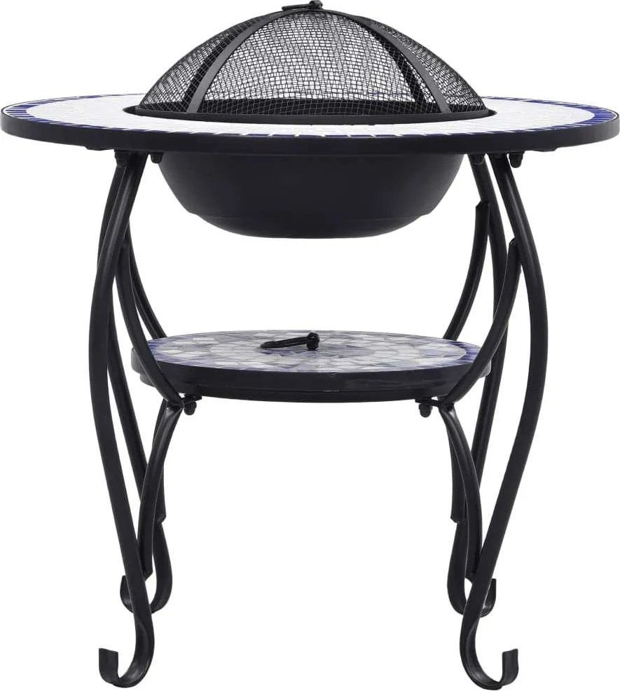 vidaXL Mozaikový stolek s ohništěm a bílý 68 cm keramika [46724] Barva: Černá