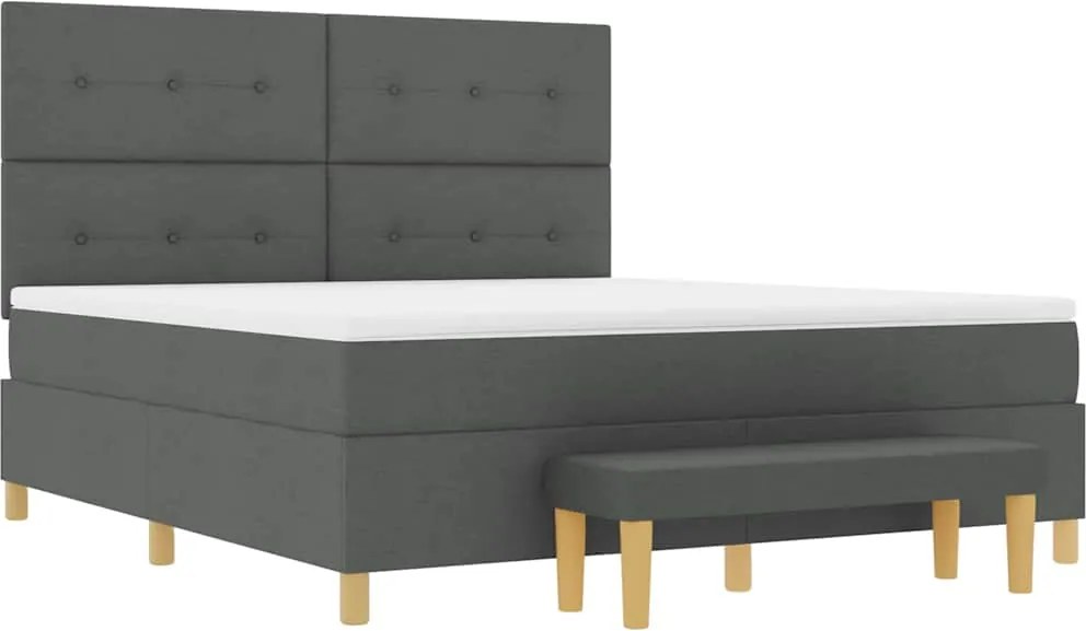 Postel s boxspringem s čelo Tmavě šedá 200 x 180 cm textil 3344318