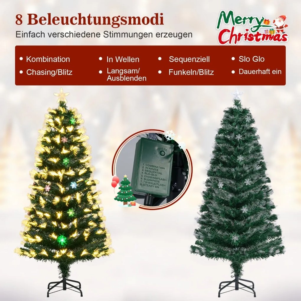 Costway 150 cm Umělý vánoční stromeček se světly a mini vánoční stromek Star Top