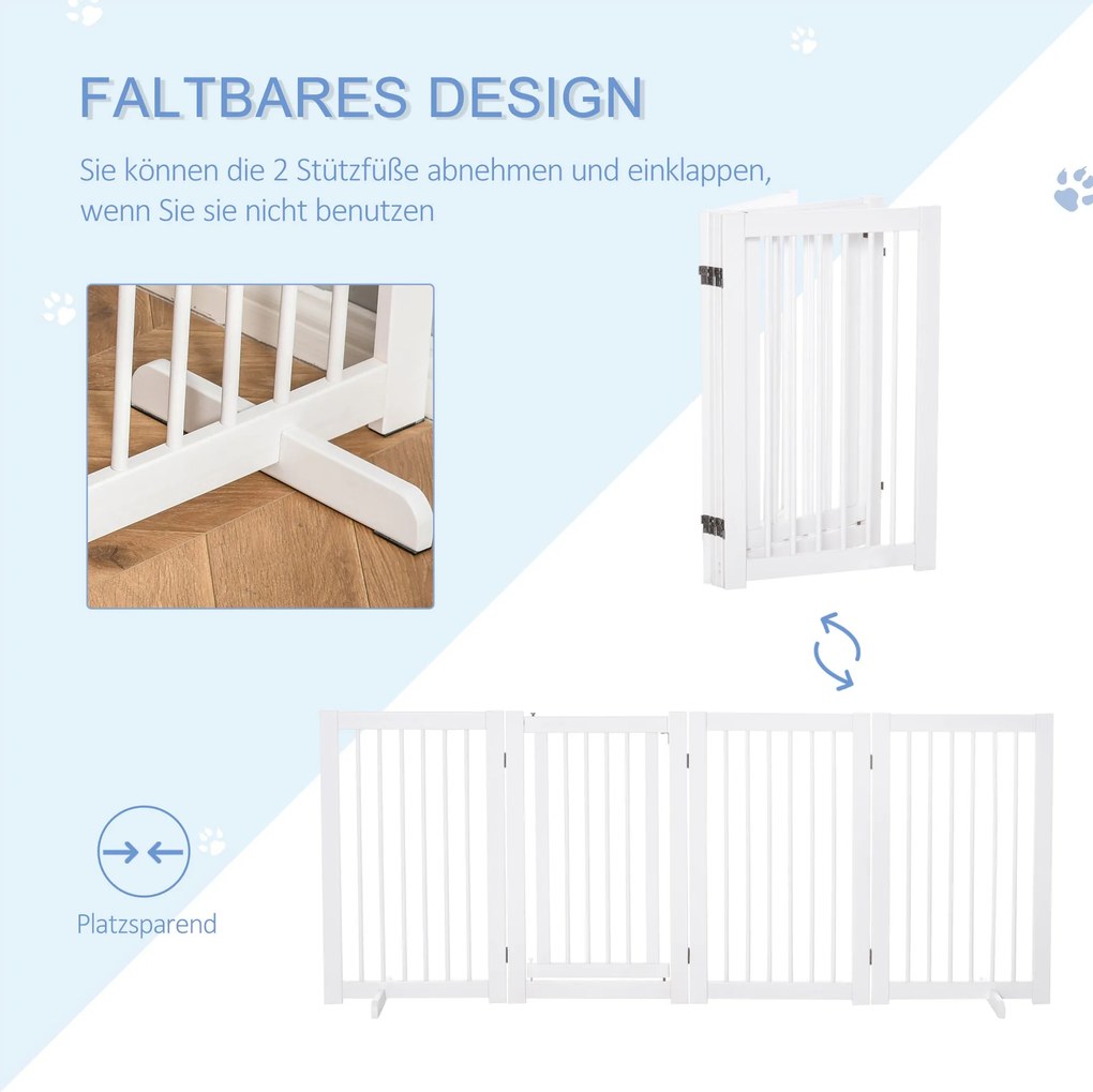 PawHut Freestanding Dog Barrier Gate s nohama 220 x 91 cm Dřevěná brána pro psy Bezpečnostní brána pro schody Dveřní ochranná brána pro schody, dveře…