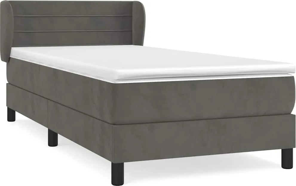Box spring postel s matrací tmavě šedá 100x200 cm samet 3127536