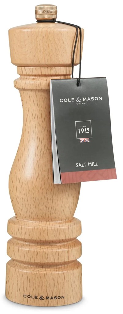 Cole&Mason Mlýnek na sůl London Precision+ přírodní buk 22 cm