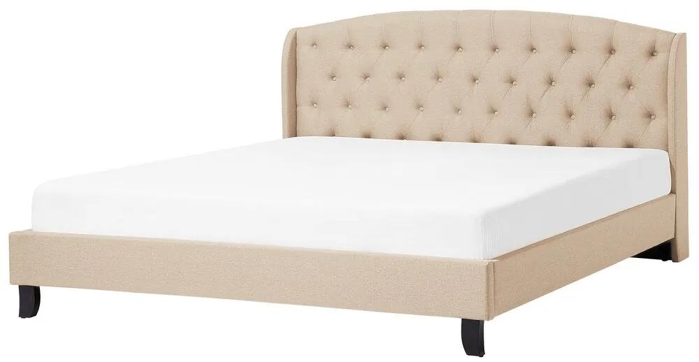Čalouněná béžová postel 180 x 200 cm BORDEAUX Beliani