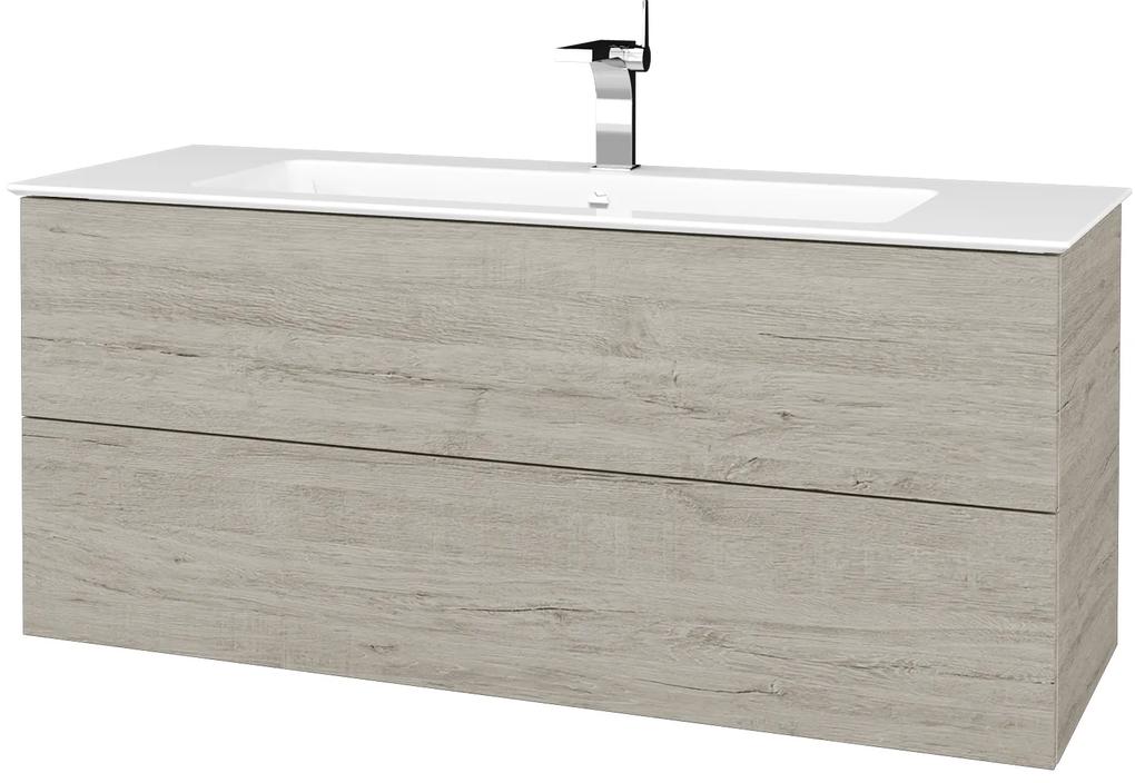 Dřevojas Koupelnová skříň VARIANTE SZZ2 120 (umyvadlo Pura) Varianta: N01 Bílá lesk / D16 Beton tmavý