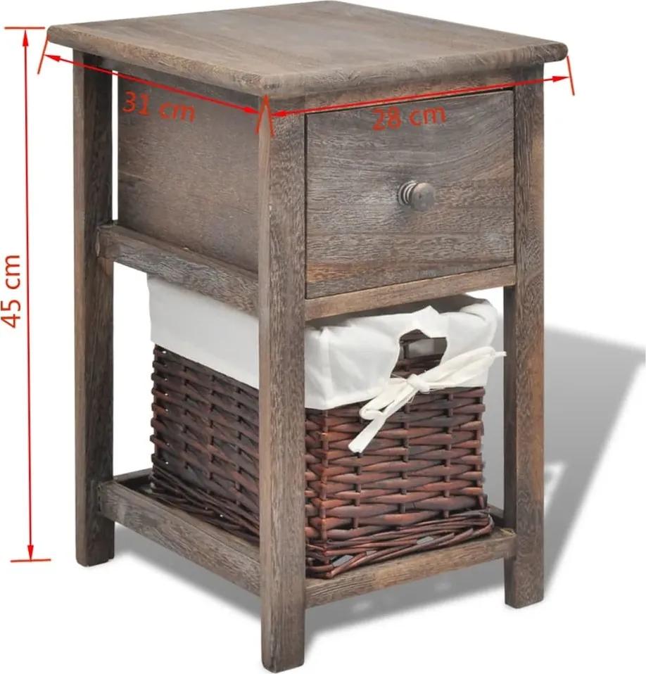 vidaXL Noční stolek dřevěný [242868] Barva: Hnědá