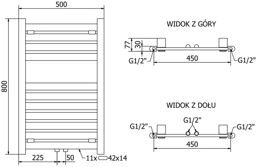 Mexen Uran, elektrické topné těleso 800x500 mm + topná tyč 600 W, bílá, W105-0800-500-2600-20