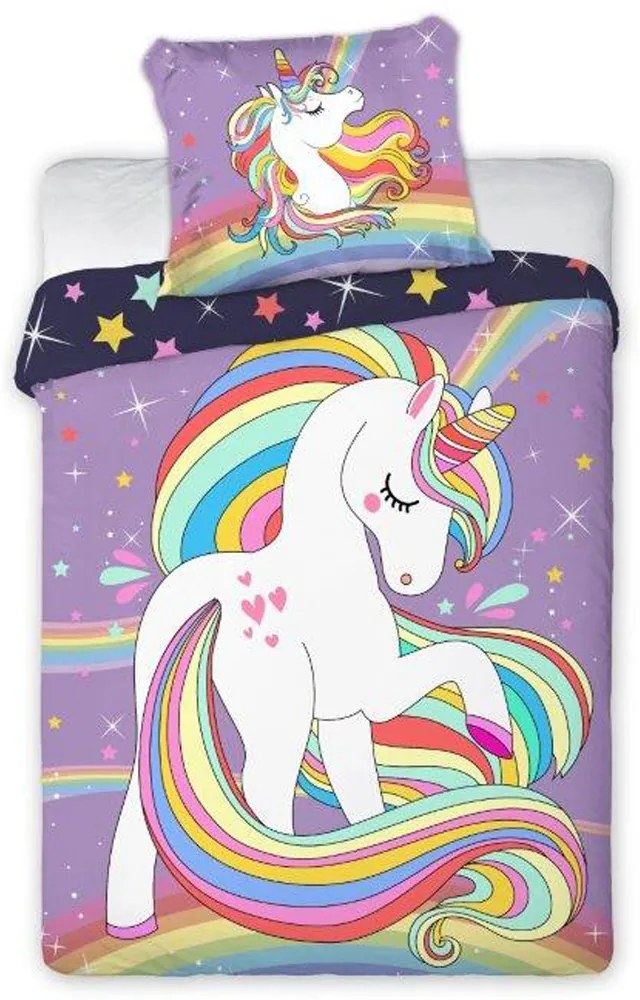 DĚTSKÉ BAVLNĚNÉ POVLEČENÍ UNICORN 100X135 CM, 1KS 40X60 CM VZOROVANÉ
