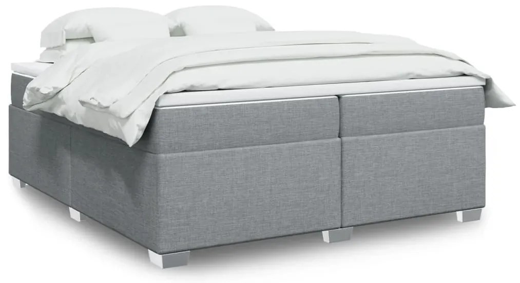 Box spring postel s matrací světle šedá 200 x 200 cm textil 3285158